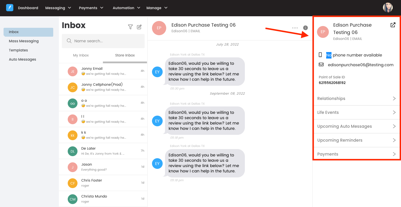 Viewing Client Details in the Dashboard Inbox – Clientbook